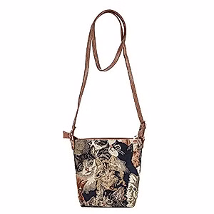 Signare Tapestry Small Crossbody Bag Sling Bag for Women with Cat Design (SLING-CAT)