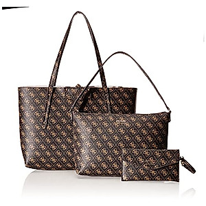 GUESS Womens Eco Brenton tote, Brown Logo, One Size US