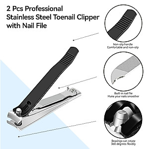 Ithyes Nail Clippers Nail Cutter Set Toenail Fingernail Clippers Kit for Thick Nails Stainless Steel Sharp Sturdy Trimmer for Men & Women, Set of 2