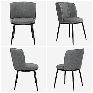 VINGLI Grey Dining Chairs Set of 2,Mid Century Modern Kitchen&Dining Room Chairs,Upholstered Fabric Dining Room Armless Chair for Home Kitchen,Living Room