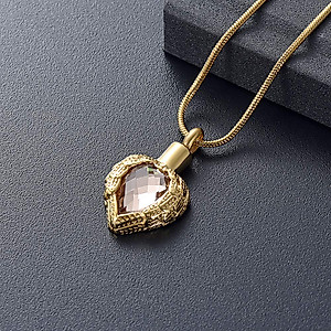 memorial jewelry Gold Angel Wings Glass Heart Urn Pet/Human Cremation Pendant Necklace Jewelry for Ashes