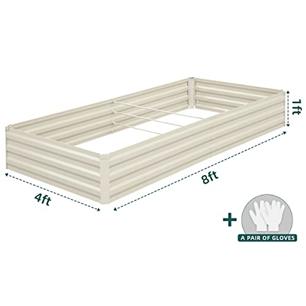 BUTUNITA Beige Raised Garden Bed Outdoor Metal for Gardening Vegetables Flower Garden Planter Box Large Raised Bed,8x4x1ft Beige