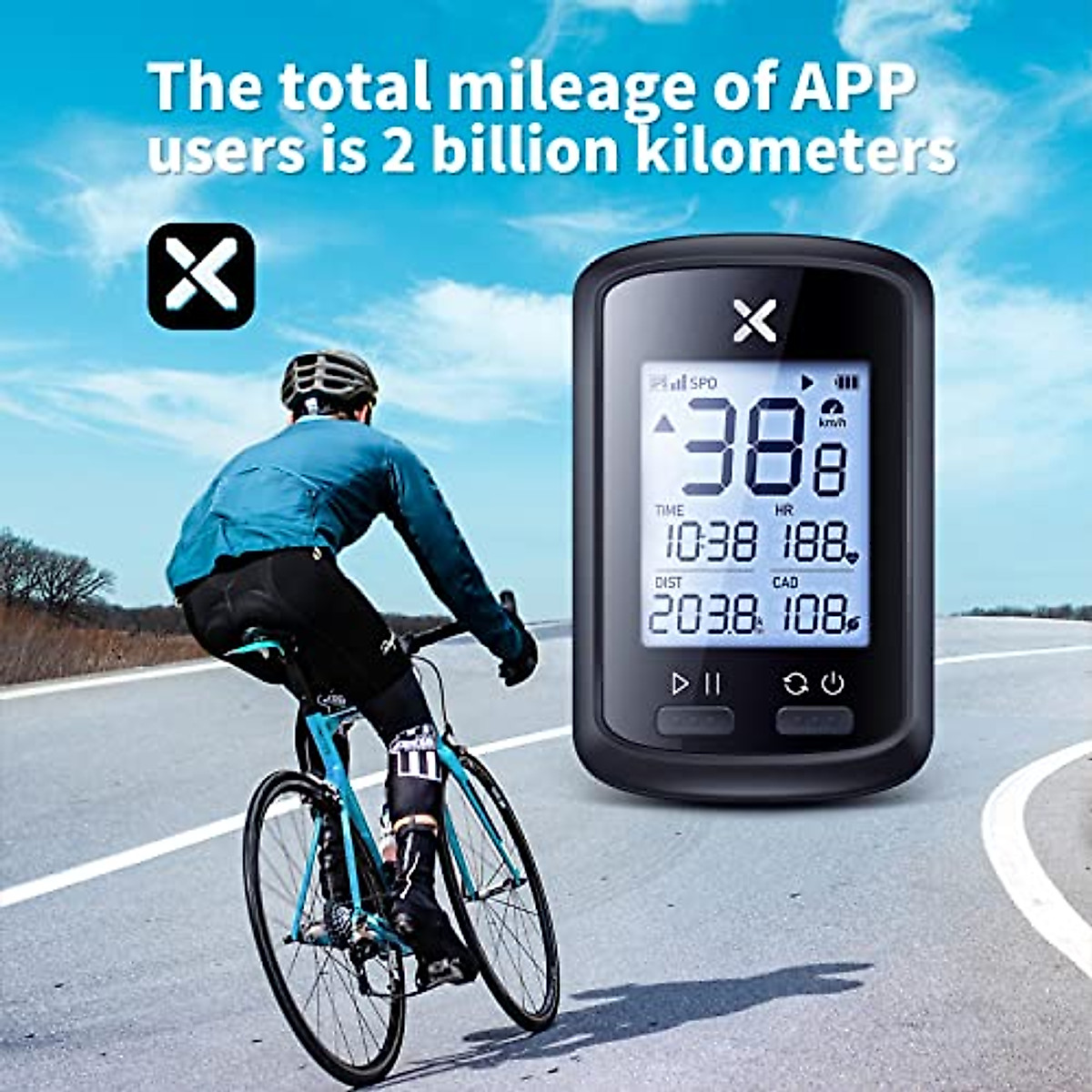 XOSS G+ Wireless Bike Computer, GPS Cycling Speedometer and Odometer with Bluetooth and ANT+, Bicycle Accessories with LCD Display, Waterproof MTB Tracker Fits All Bikes