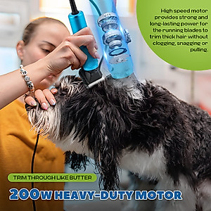 Pet Grooming Clippers 200W LuzRise (118'' Power Cord Plug-in, Stepless Speed Control, Low Noise< 50db, Heavy-Duty Commercial Grade, with Extra Blade & 2 Guide Combs of 4 Sizes, for Dog, Cat and More)