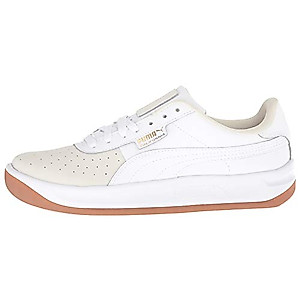 PUMA Women's CALI EXOTIC Sneaker, Whisper White-Puma White-Puma Team Gold, 7