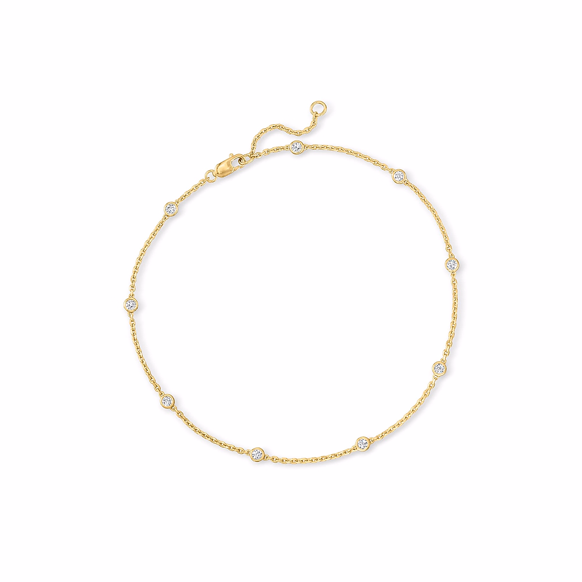 Ross-Simons 0.50 ct. t.w. Diamond Station Anklet in 18kt Gold Over Sterling. 9 inches