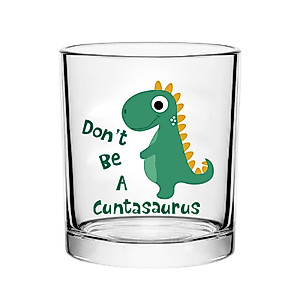 DAZLUTE Funny Dinosaur Gag Gifts, Don’t be A Cuntasaurus Whiskey Glass for Men Women Friends Boss Manager Employee Coworker, Christmas Thanksgiving Birthday Gifts, White Elephant Gifts Exchange, 10 OZ