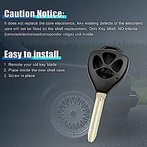 uxcell Car Uncut Key Fob Remote Control Case Shell Replacement HYQ12BBY for Toyota 4Runner 2010-2016 4 Key Button