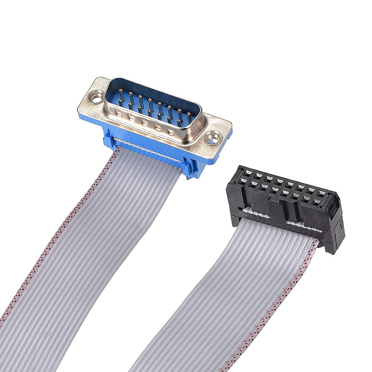 uxcell IDC Wire Flat Ribbon Cable DB15 Male to FC-16 Female Connector 2.54mm Pitch 20cm Length 2pcs