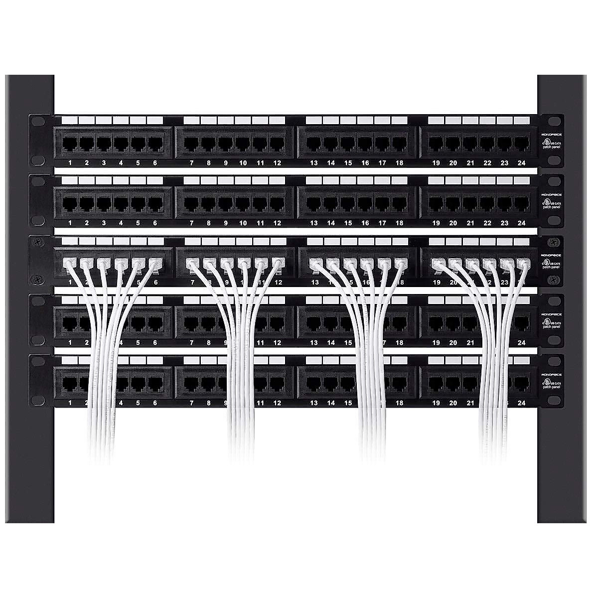 Monoprice Cat6 20ft White Component Level Patch Cable UTP 28AWG 550MHz Pure Bare Copper Snagless RJ45 SlimRun Series Ethernet Cable
