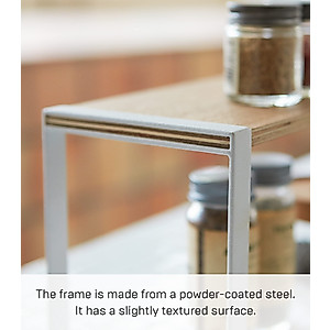 Yamazaki Home Kitchen Rack - Counter Storage Shelf Organizer Steel + WoodWhite