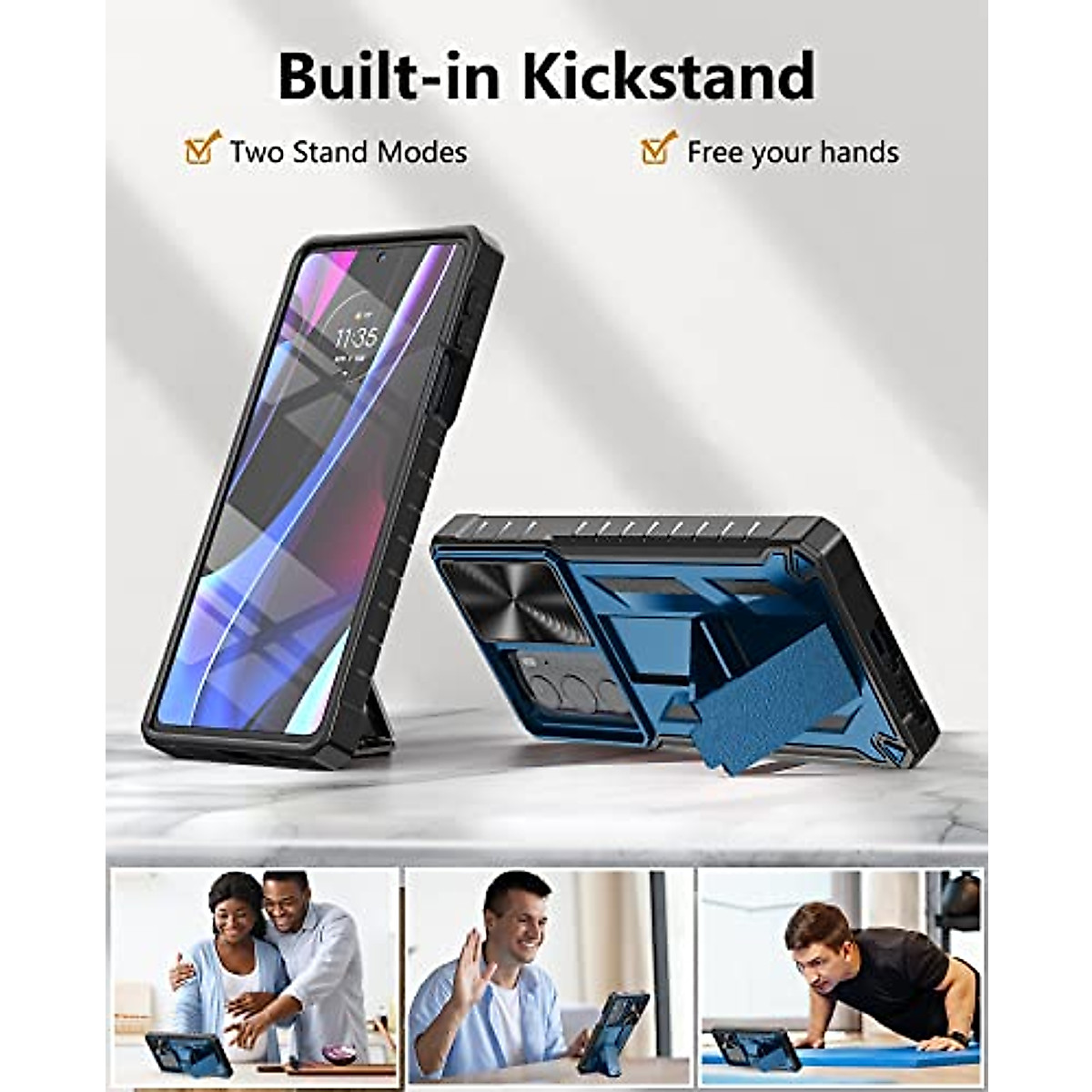 WTYOO Case for Motorola Edge-Plus 2022: Motorola Edge Plus 5G UW 2022 Case - Military Grade Drop Proof Phone Protective Cover with Kickstand and Slide Cover Protection - Durable Shockproof Textured