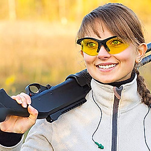 LaneTop Shooting Glasses For Men and Women, Anti Fog ANSI Z87.1 Safety Glasses with Hard Shell Case, UV400 Eye Protection for Shooting Range Glasses, Yellow Lens