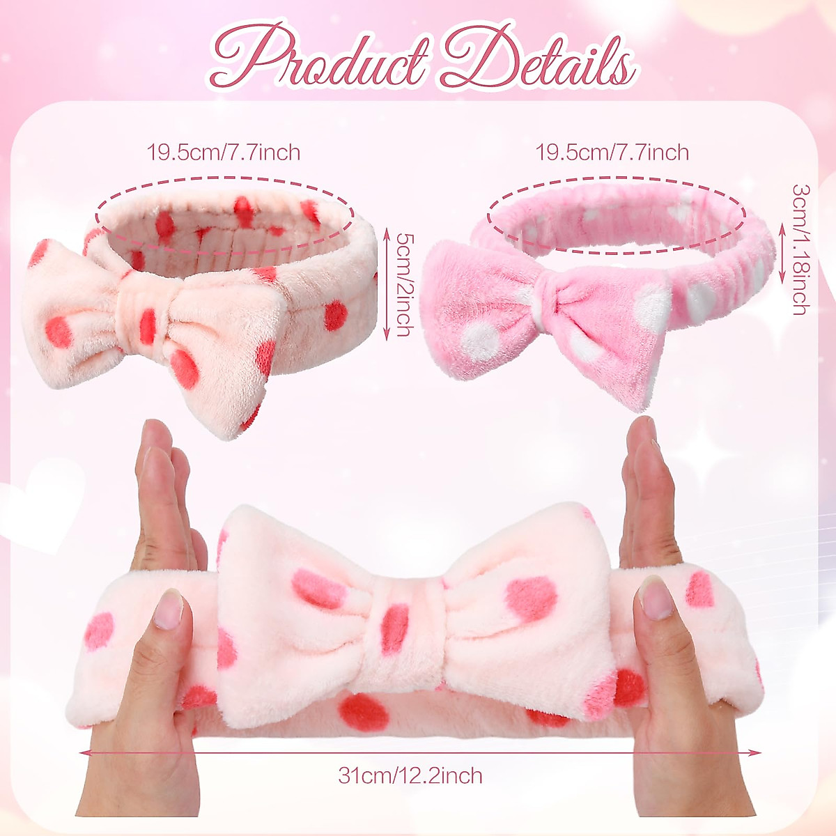 Giegxin 48 Pieces Spa Headband Bulk Bow Hair Band Facial Makeup Headbands Fluffy Plush Headband for Women Washing Face Spa Shower Cleansing (Novel Pattern)