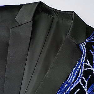 Men Black Sequin Shiny Prom Suit Jacket One Button Slim Fit Sport Coats and Blazers Tuxedo for Wedding Banquet