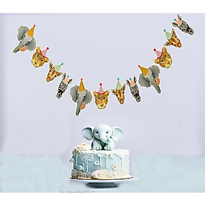 Jungle Safari Animals Party Decorations,Wild Animal Birthday Party Banner,Zoo Birthday Party Decorations,Animal Theme 1st Birthday Party Bunting Garland,Wild One Baby Shower Supplies,Woodland Animal Theme Decorations
