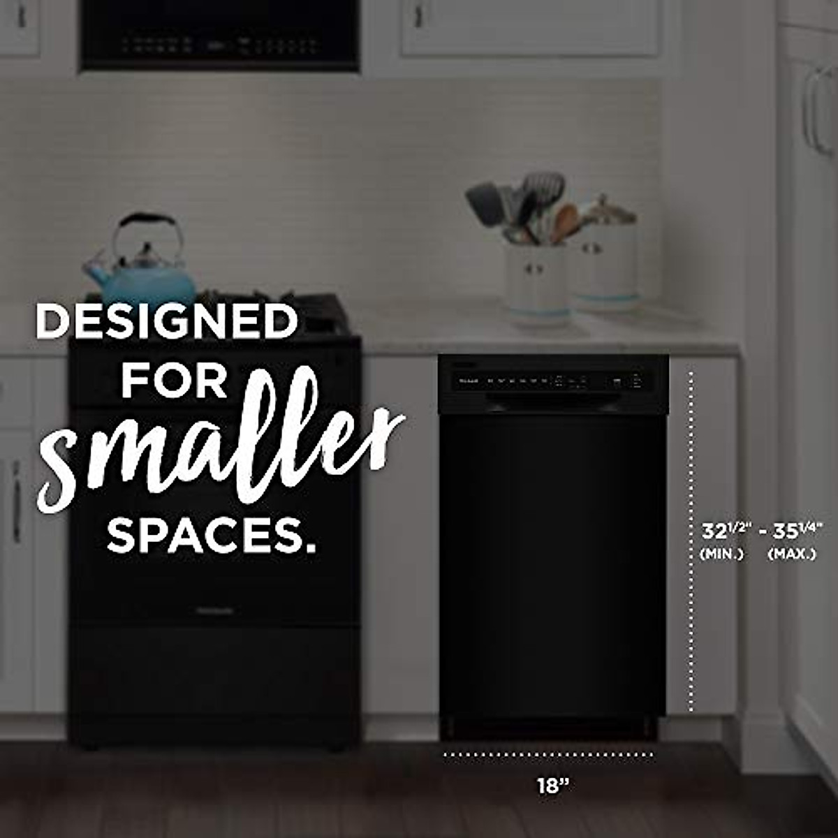 Frigidaire 18 in. ADA Compact Front Control Dishwasher in Black with Dual Spray Arms, 52 dBA, includes room-of-choice delivery