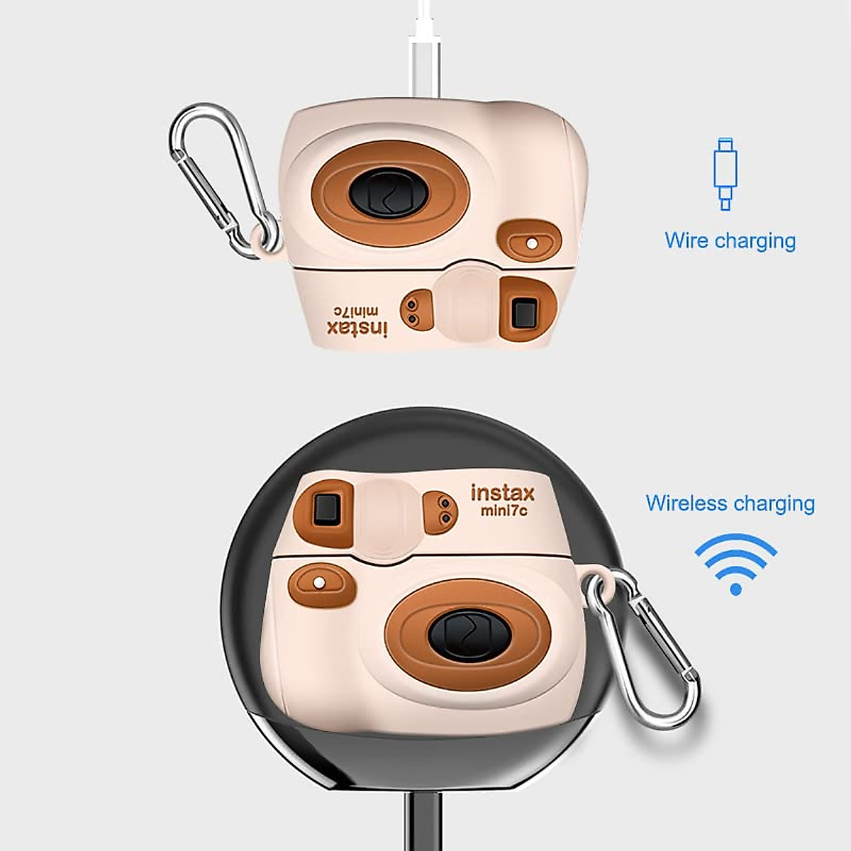 MOLOSLEEVE Airpods Pro Case Cover, Cute 3D Cartoon Camera Silicone Anti-Slip Scratch Resistant Drop Proof Full Cover Case with Keychain Girls Kids Women Teens for Airpods Pro Charging Case