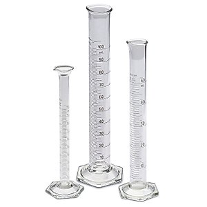 Corning Pyrex #3024 Single Metric Scale, Glass Graduated Cylinder Set - 3 Sizes - 10ml, 50ml, 100ml