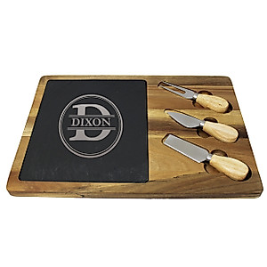 My Personal Memories Premium Personalized Acacia and Slate Cheese and Charcuterie Serving Board with Tools Included (Rectangle 10" x 14")
