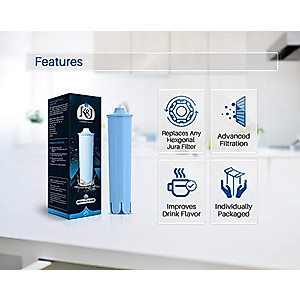 K&J Jura Capresso Clearyl Blue Compatible Water Filters - Replaces Jura Blue Filters (6-pack)