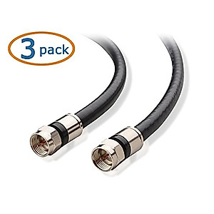 Cable Matters 3-Pack CL2 in-Wall Rated (CM) Quad Shielded Coaxial Cable 3 ft (RG6 Cable, Coax Cable) in Black