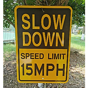 Joffreg Slow Down Speed Limit 15 MPH Sign,17 x12 Inches,Reflective Aluminum (2 Pack)
