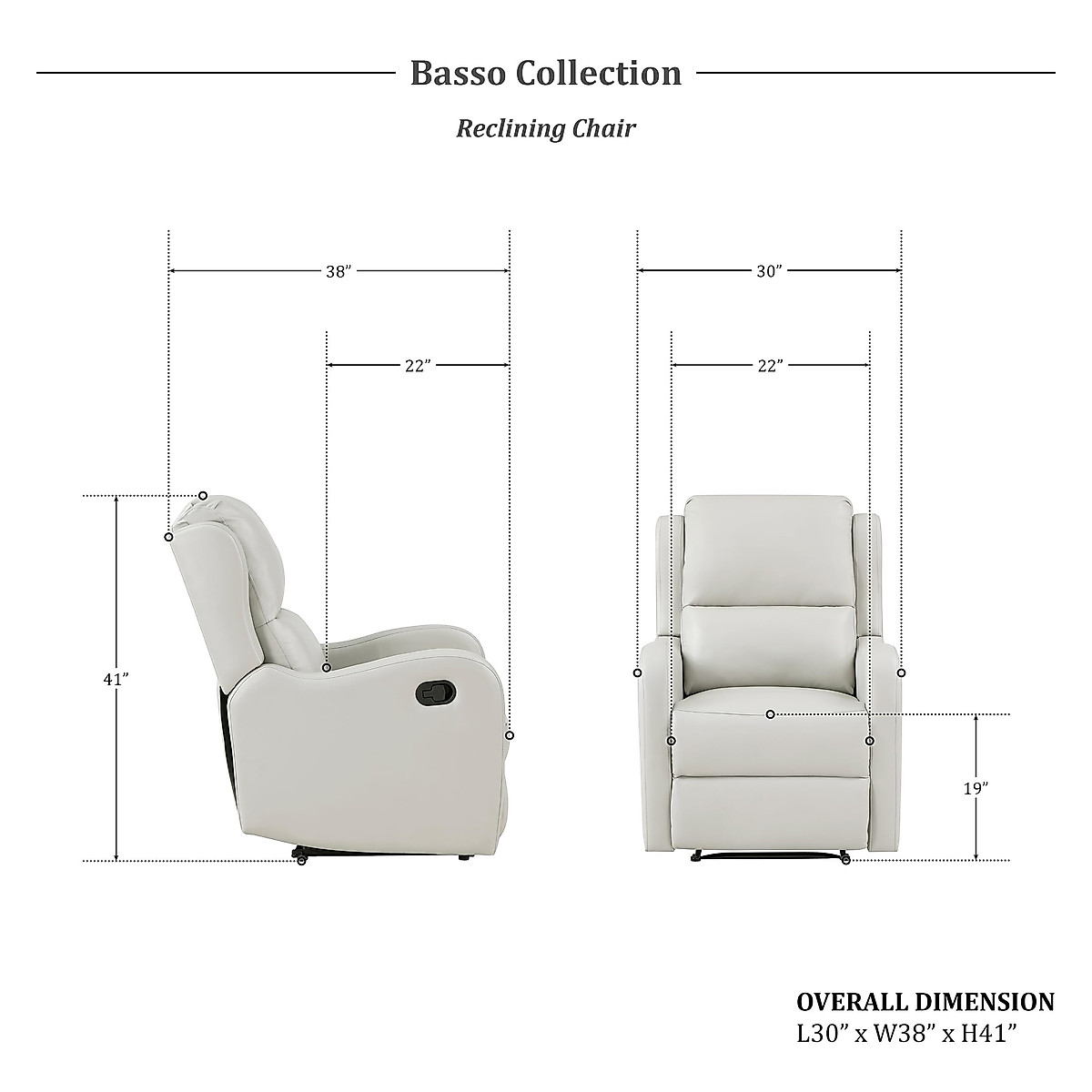 Lexicon Recliner Chair Living Room Reclining Sofa Chair, Home Theater Seating Modern Recliner, Manual Recliner Sofa Chair for Living Room/Office/Apartment, Wall Hugger Recliner, Taupe