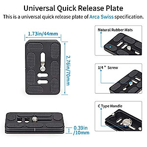 Low Profile Tripod Ball Head-INNOREL N52,Panoramic CNC Metal Camera Tripod Ball Head with Two 1/4" Screw Arca Swiss Quick Release Plates for Tripod,Monopod,DSLR,Camcorder,Max Load 66lbs/30kg