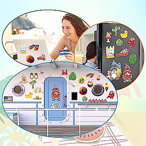 ArtAubrey 25 Pcs Summer Beach Fridge Magnet Hello Summer Car Magnets, Cruise Door Hawaii Decorations for Refrigerator, Car and Office Whiteboard