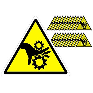 (25 Pack) - 3" Modern Triangular Pinch Point Safety Stickers - Yellow and Black Pinch Point Safety Stickers