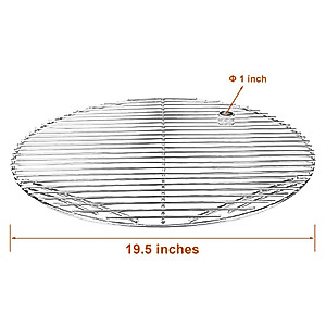 Grisun Round Cooking Grate 19.5 Inch - for Akorn Kamado Ceramic Grill, Pit Boss K24, Louisiana Grills K24, Char-Griller 16620, Solid Rod Round Grill Grate, 304 Stainless Steel