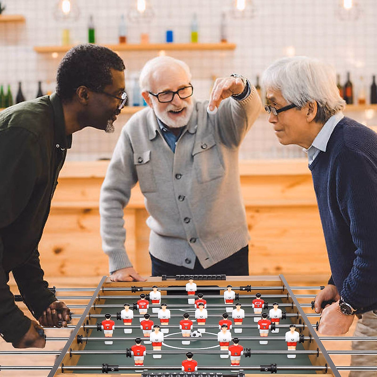 ZLLD 48in Football Table with Plastic Cup Holder, Arcade Table Soccer for Home, Game Room(Log Color)