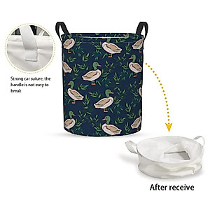 KiuLoam Cute Farm Animal Mallard Duck 19.6 Inches Large Storage Basket Collapsible Organizer Bin Laundry Hamper for Nursery Clothes Toys