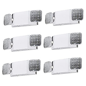 CM MZY Emergency Lights with Battery Backup,Commercial Emergency Light,Two Adjustable LED Light Head Emergency Lighting Fixtures,120-277V AC, UL Certified,6PCS