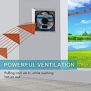 VENTISOL 18 Inch Shutter Exhaust Fan Wall Mounted, Aluminum with 1.65 Meters Power Cord Kit,High Speed 2500CFM, Ventilation Fan for Garage,Greenhouse,Attic,Shed,Shop,Black