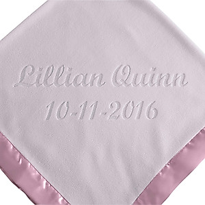 Custom Catch Personalized Baby Blanket, Pink or Blue, Boy or Girl Unisex Gift for Newborn or Infant (Multi-line Text)