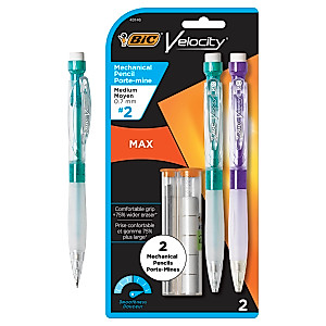 BIC Velocity Max Mechanical Pencil, Medium Point (0.7mm), 2-Count, Black
