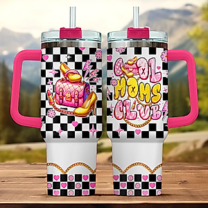 99OWL Women Simple Be Eleven Mama Mother Tumblers To Handle Stainless Cup Coffee Primrose Momma, Cool Moms Checked Fashion, Cool Moms Club Gifts, Tumbler 40 Oz With Handle Lid And Straw