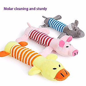 HongGun Dog Squeaky Toys, Durable Plush Dog Chew Toys Interactive Pet Squeaky Toys Pig, Duck, Elephant Do Toys for Small Dog Medium Dog Large Dog (Grey)