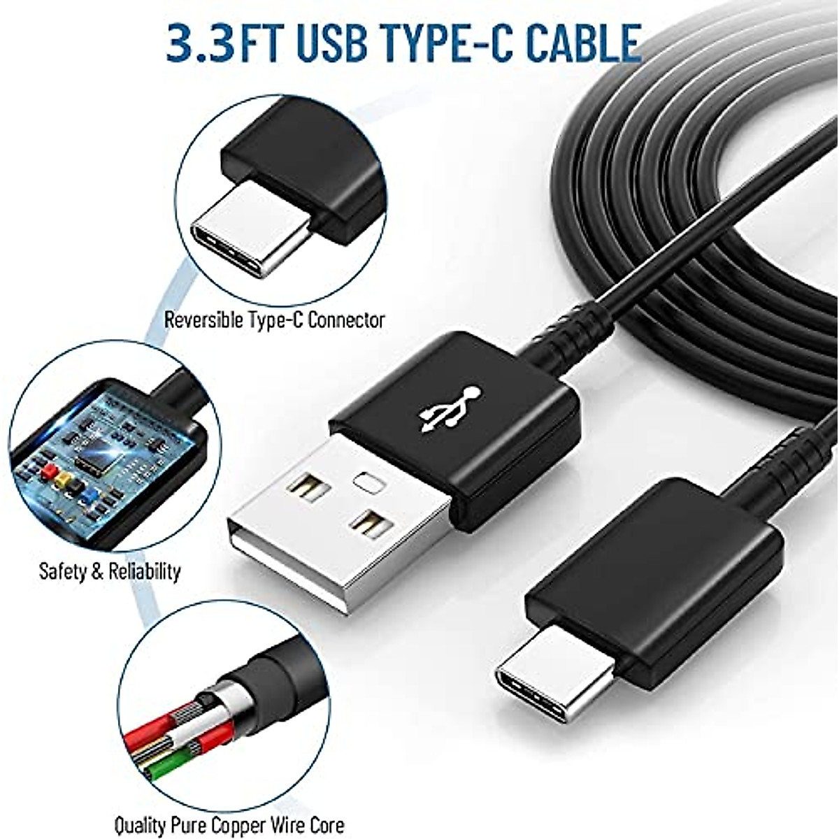 Samsung Adaptive Fast Charger kit ,with USB Type C Cable Compatible Samsung Galaxy S8/S8 Plus/S9/S9 Plus/S10/S10e/S20/S20+/S21/S21+/S21 Ultra/S22/S22+/S22 Ultra/Note 8/Note 9/Note 10/Note 20