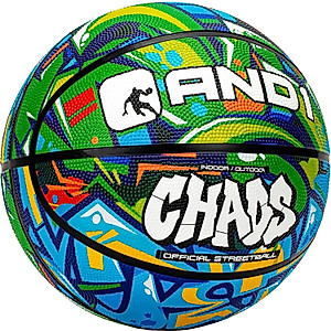 AND1 Chaos Rubber Basketball: Official Regulation Size 7 (29.5 inches) Rubber Basketball - Deep Channel Construction Streetball, Made for Indoor Outdoor