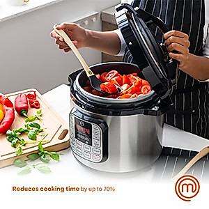 MasterChef Electric Pressure Cooker 10 in 1 Instapot Multicooker 6 Qt, Slow Cooker, Vegetable Steamer, Rice Maker, Digital Programmable Insta Pot with 18 Cooking Presets, Stainless Steel, Non Stick