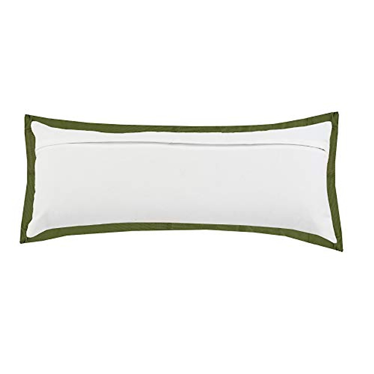 LR Home Flora Empire Bordered Lumbar Throw Pillow, 14" x 36", White/Calla Green/Moss Green