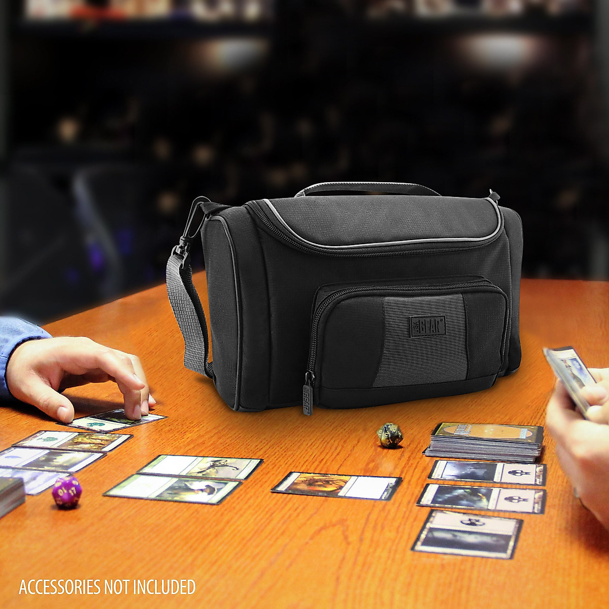 USA Gear MTG Bag Compact Card Case - Magic the Gathering Deck Carrying Case with Padded Customizable Interior, Fits MTG Deck Boxes, Booster Box, Yugioh Card Decks and more Accessories (Bag Only)