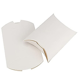 MANCHAP 200 PCS 3.5 x 2.5 Inch White Kraft Paper Pillow Boxes, Small White Pillow Candy Box with 2m Jute Twines, Pillow Gift Boxes Thank You Treat Boxes for Party Favors, Proposal, Wedding