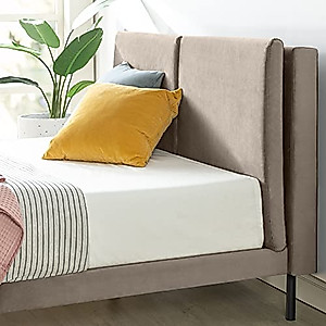 ZINUS Taylor Velvet Upholstered Platform Bed Frame with Split Headboard, Velvet Bed Frame, No Box Spring Needed, Easy Assembly, Latte, Full