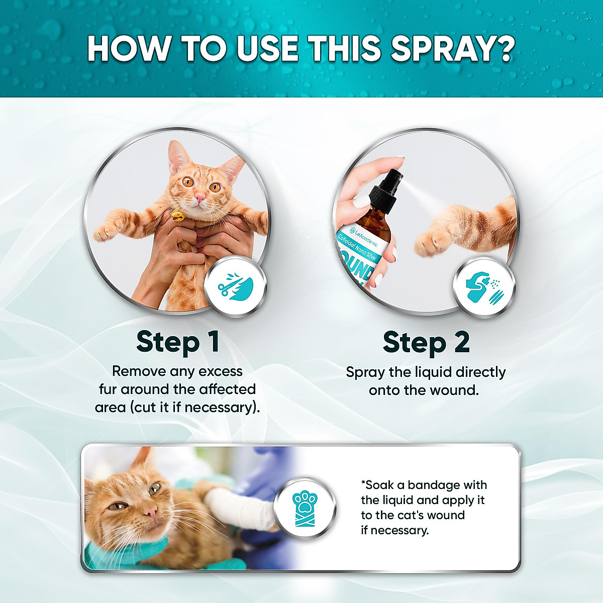 LeAcademic Cat Wound Spray | Wound Spray for Cats | Cat Wound Care Spray | Chlorhexidine for Cats | Wound Care Spray | Pet Wound Care for Cats | 4 Oz