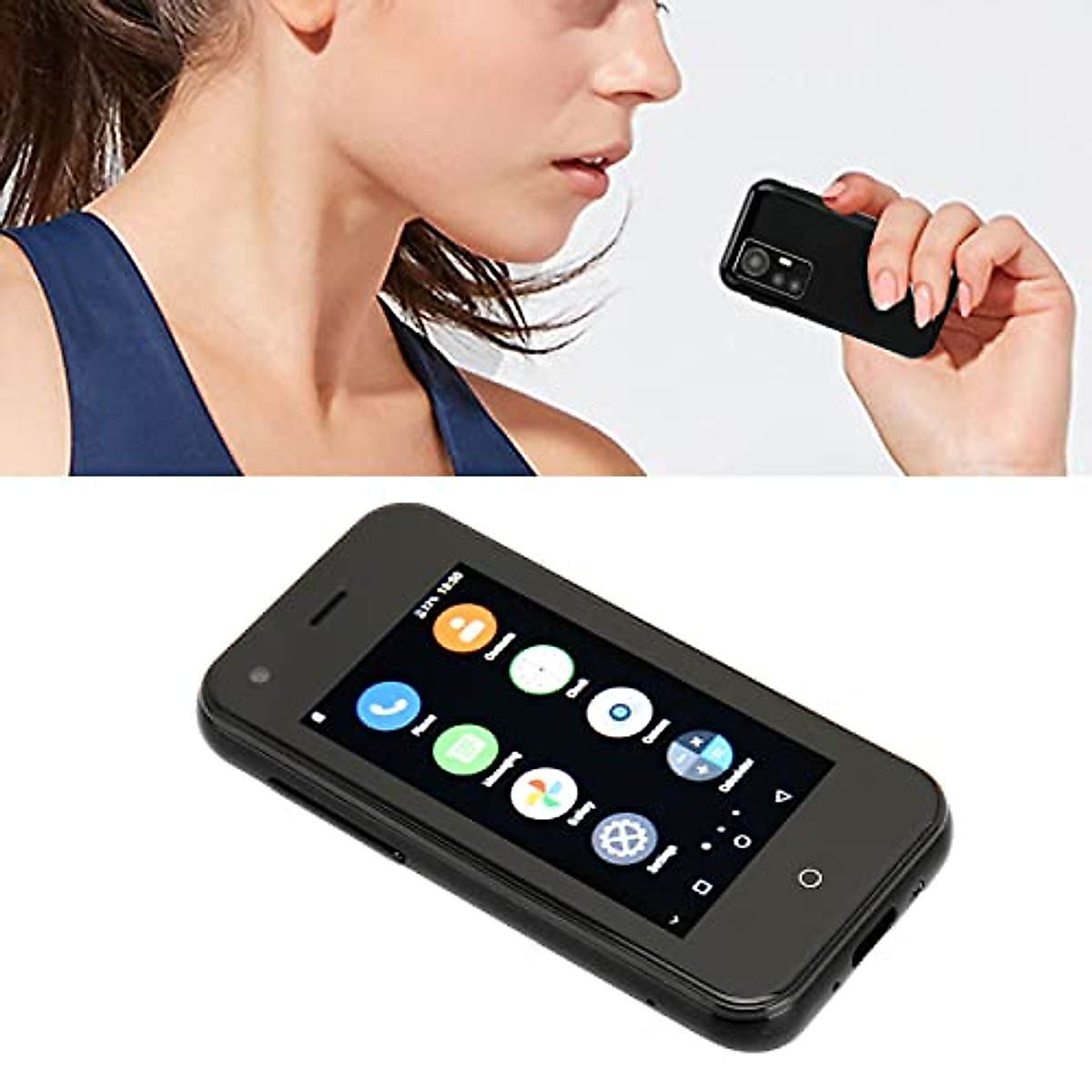 Heayzoki Soyes D18 Mini Smartphone, 3G Mini Mobile Phone, 2.5 Inch WiFi Smartphone, 1GB 8GB Quad Core Phone for Students (Elf Black)