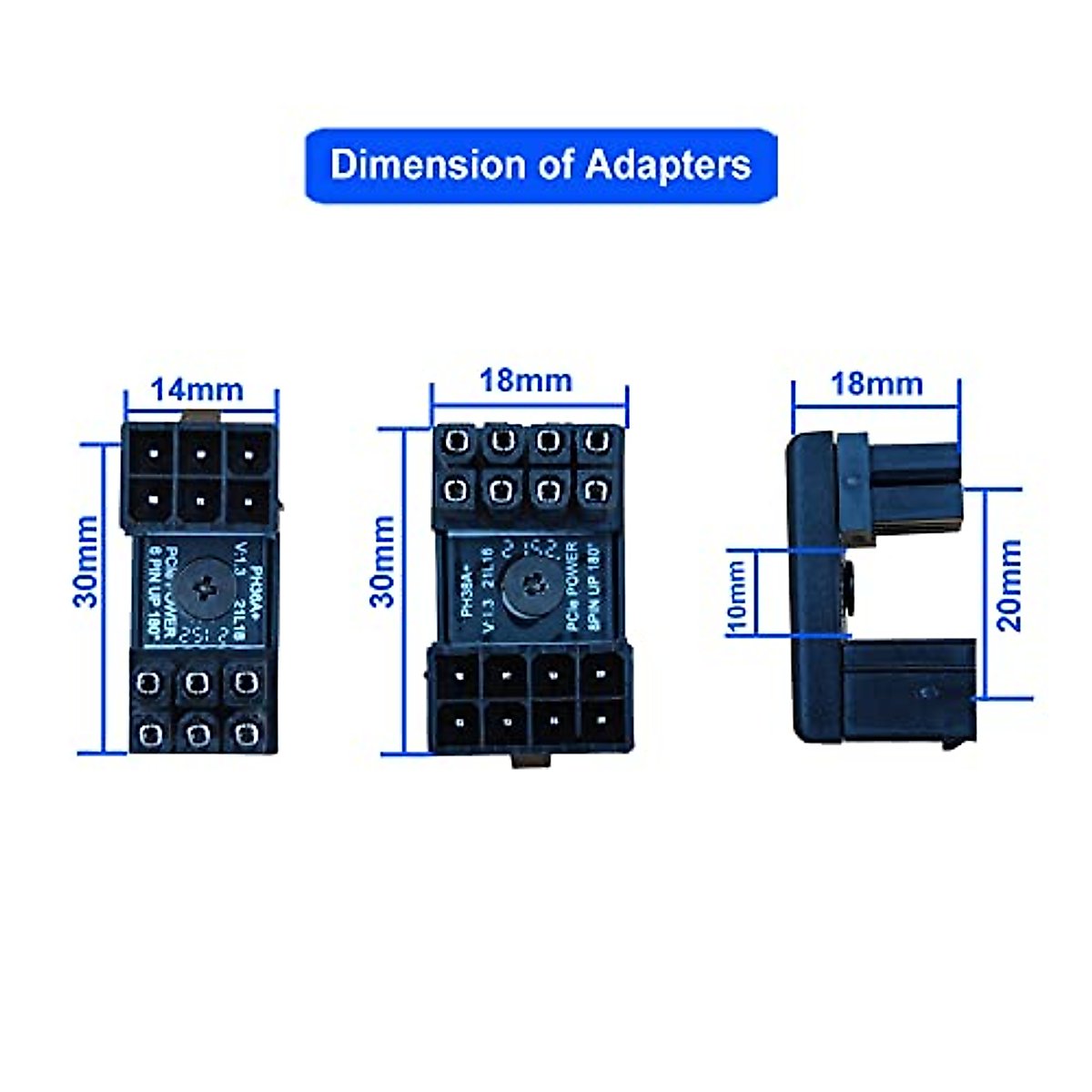 COMeap 8 Pin 180 Degree Adapter, GPU VGA PCIe 8 Pin U Turn 180 Degree Angle Connector Power Adapter Board for Desktop Graphics Card